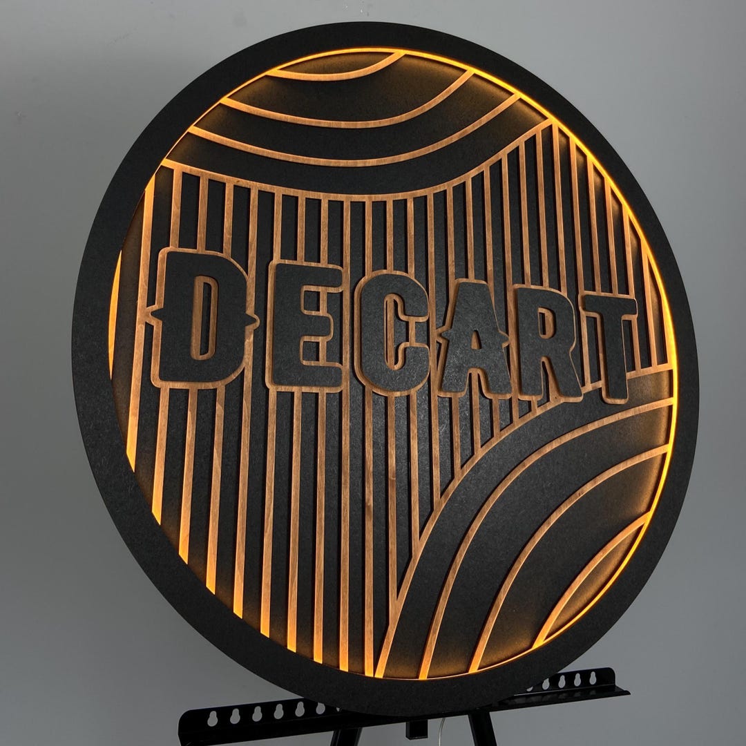 Custom Wooden Logo Sign – Illuminated Round Company Logo, Handmade Wood ...