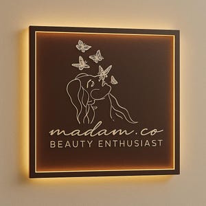 Elegant LED Logo Sign for Salon or Café – 3D Lighted Wall Art for ...