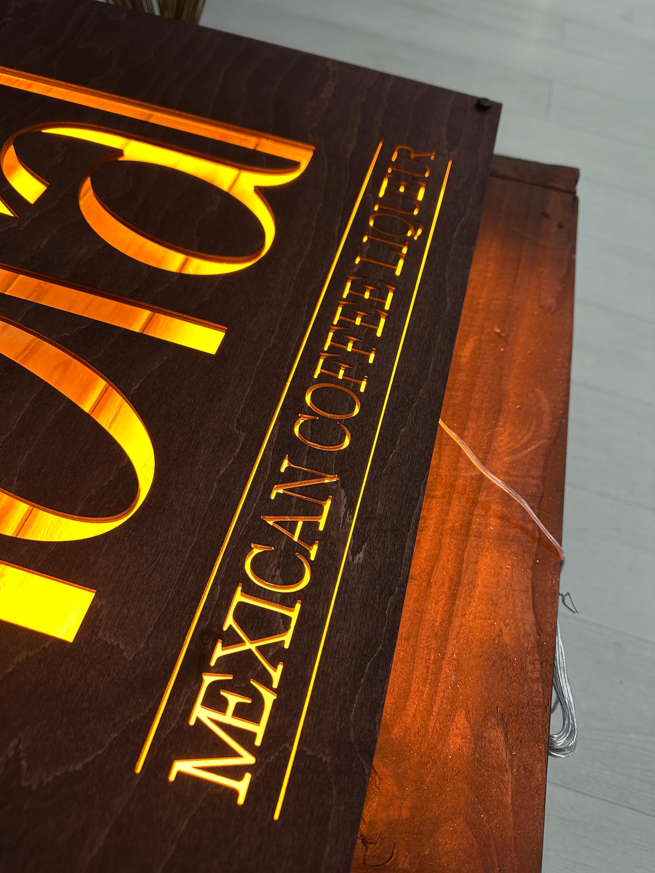 Custom LED Business Sign, 3D Wooden Logo, Personalized Layered MDF ...