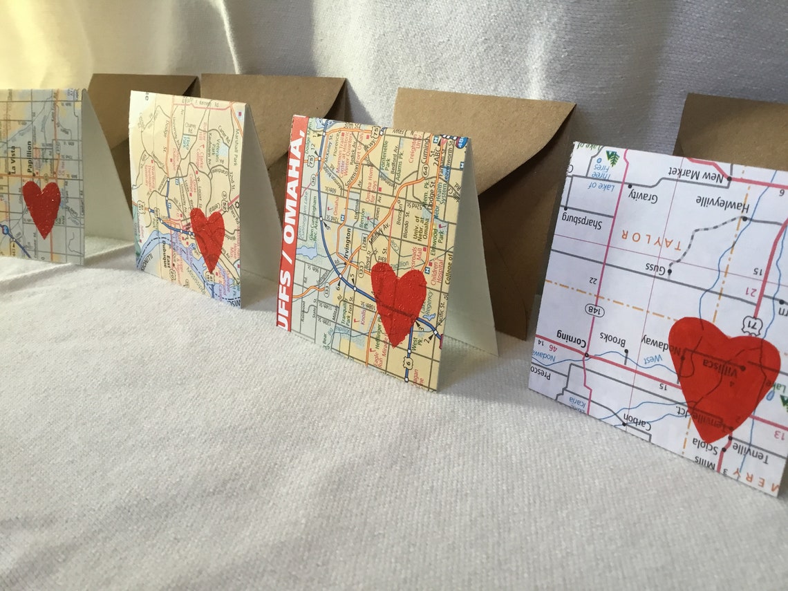 Iowa Road Map Cards - Set of 4, 3” X 3” - Etsy
