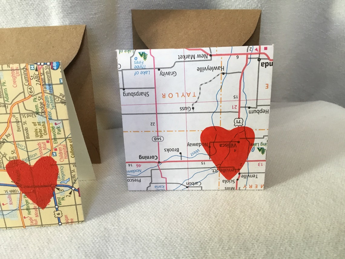 Iowa Road Map Cards - Set of 4, 3” X 3” - Etsy