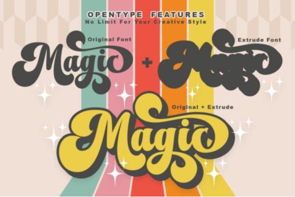 RETRO MAGIC FONT Svg, Magic Alphabet, Magic Letters and Numbers Svg for ...