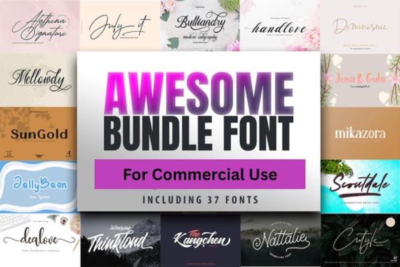 Font Bundle - Cute Fonts, Cricut Font Bundle, Script Fonts, Fonts for ...