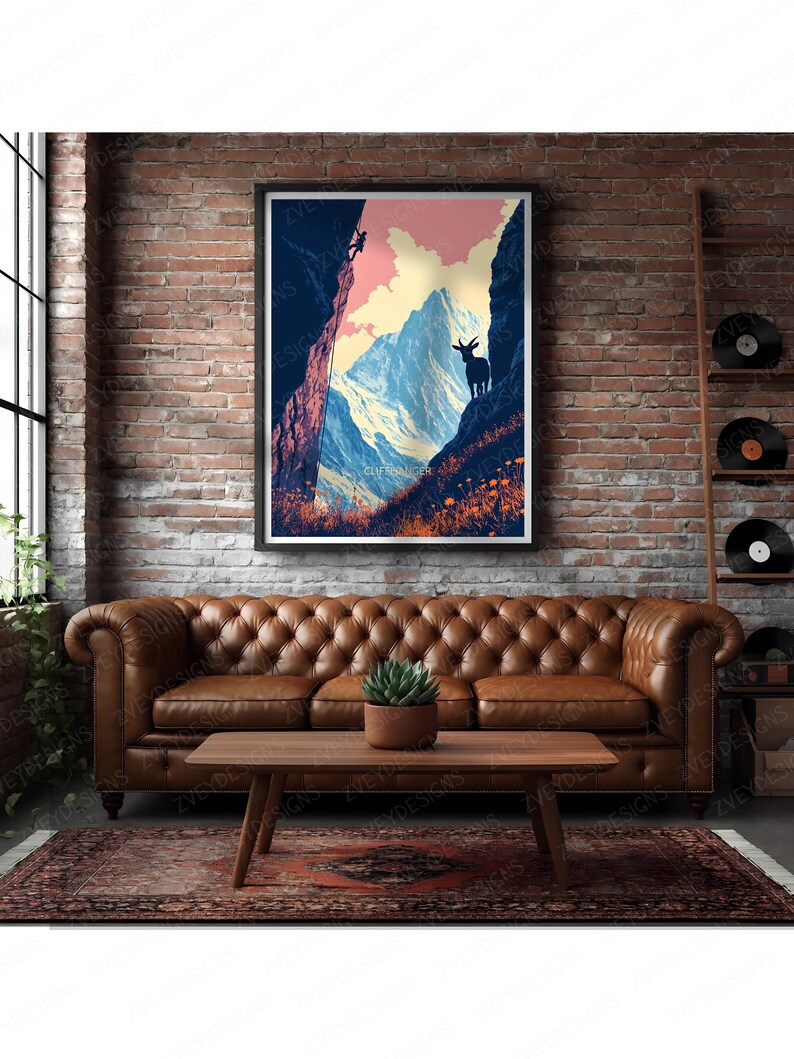Cliffhanger Vintage National Park Poster • Dramatic Rock Climbing Art ...