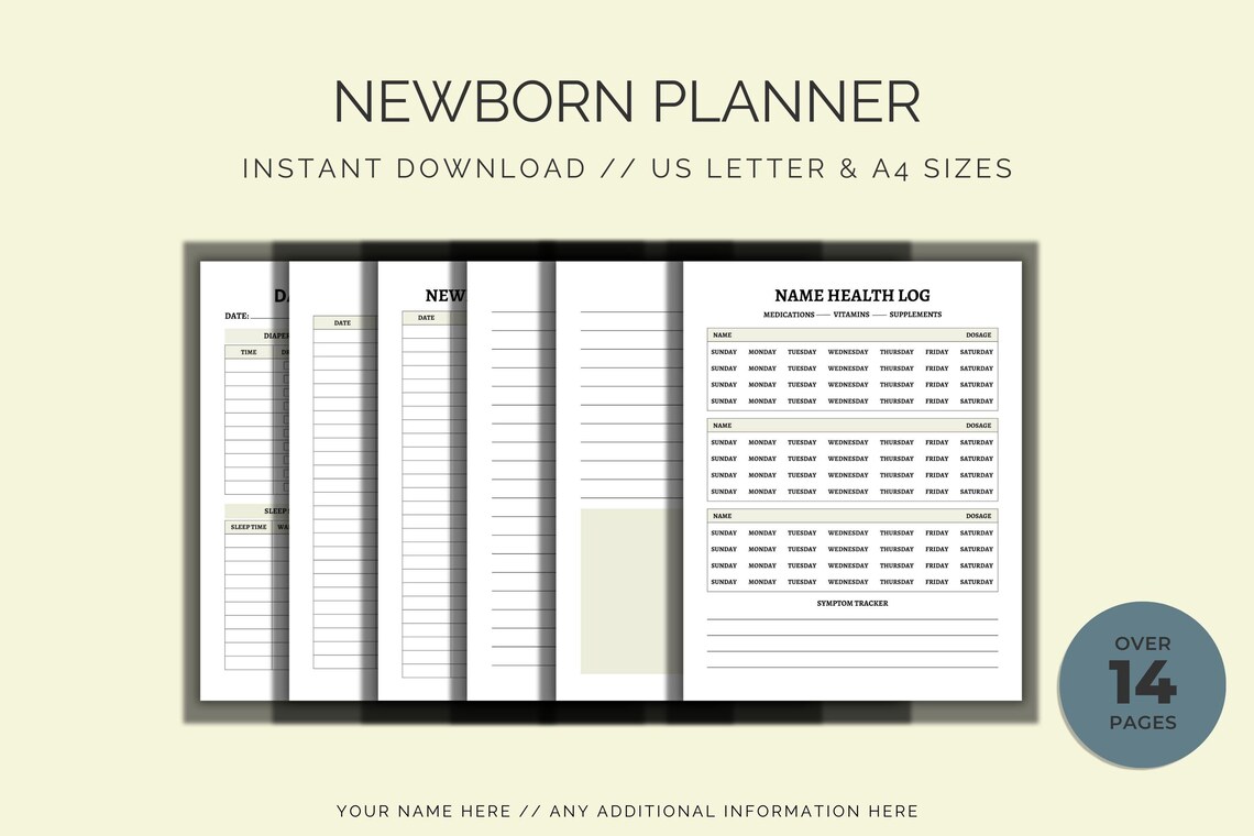 Newborn Planner Printable | Baby Care Organizer | Infant Schedule ...