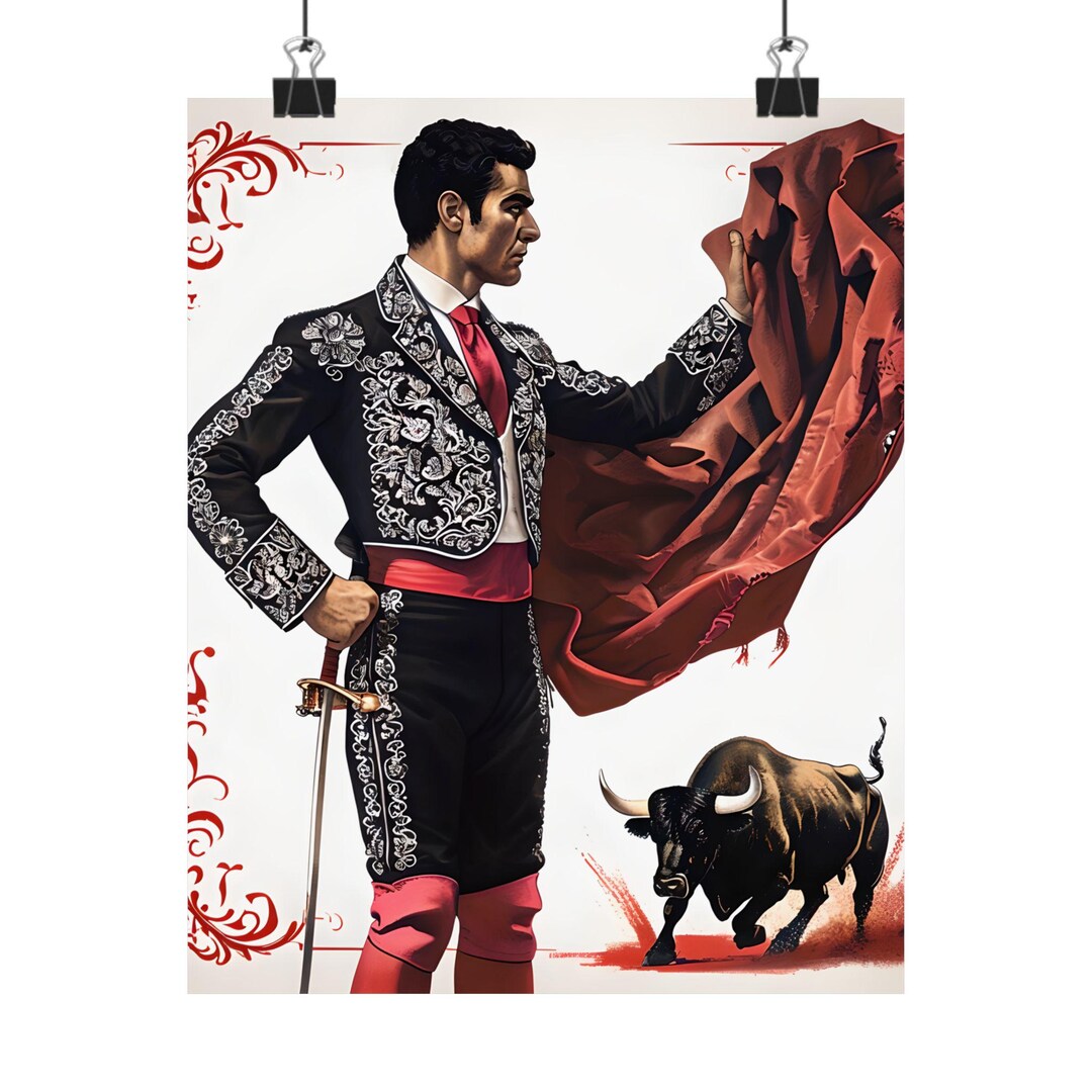 Bullfighter Art Poster, Matte Wall Decor, Spanish Culture Print, Gift ...