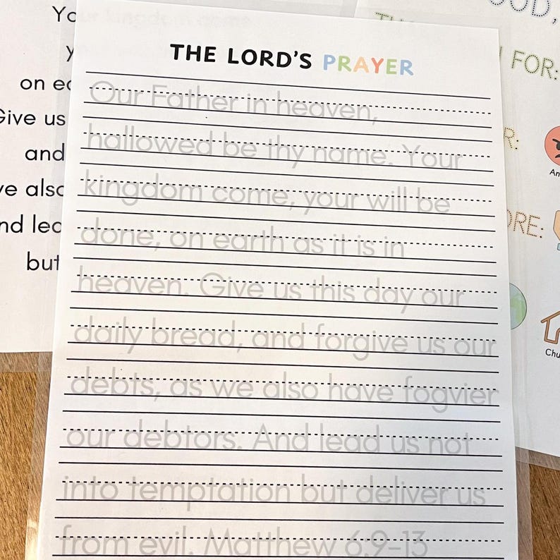The Lord's Prayer Practice Printable Activity, Christian Homeschool ...