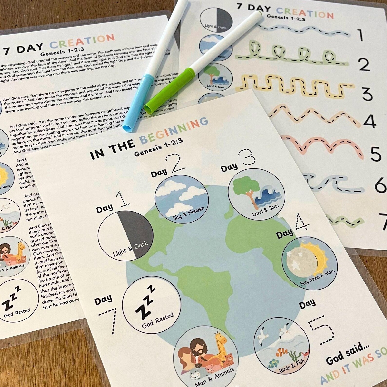 7 Day Creation Printable Activity, in the Beginning, Christian ...