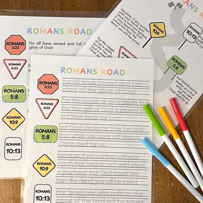 Romans Road Printable Activity, Bible Lesson, Christian, Homeschool ...
