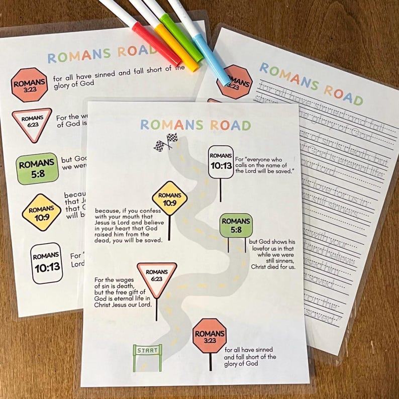 Romans Road Printable Activity, Bible Lesson, Christian, Homeschool ...