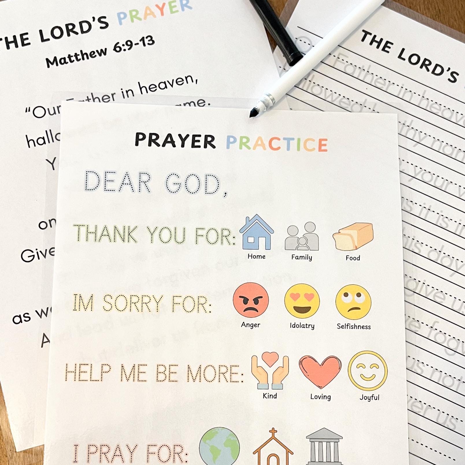 The Lord's Prayer Practice Printable Activity, Christian Homeschool ...