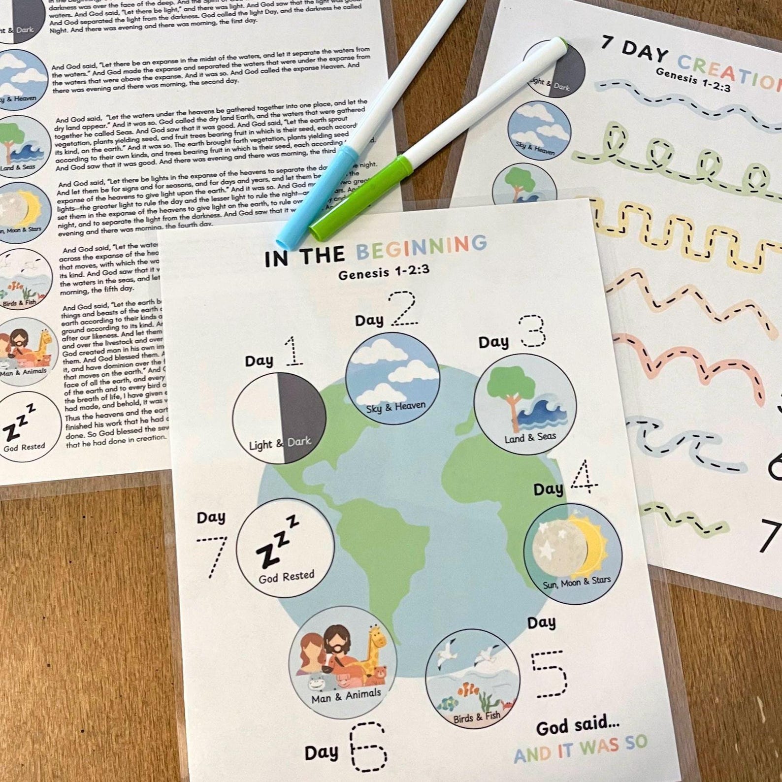 7 Day Creation Printable Activity, in the Beginning, Christian ...
