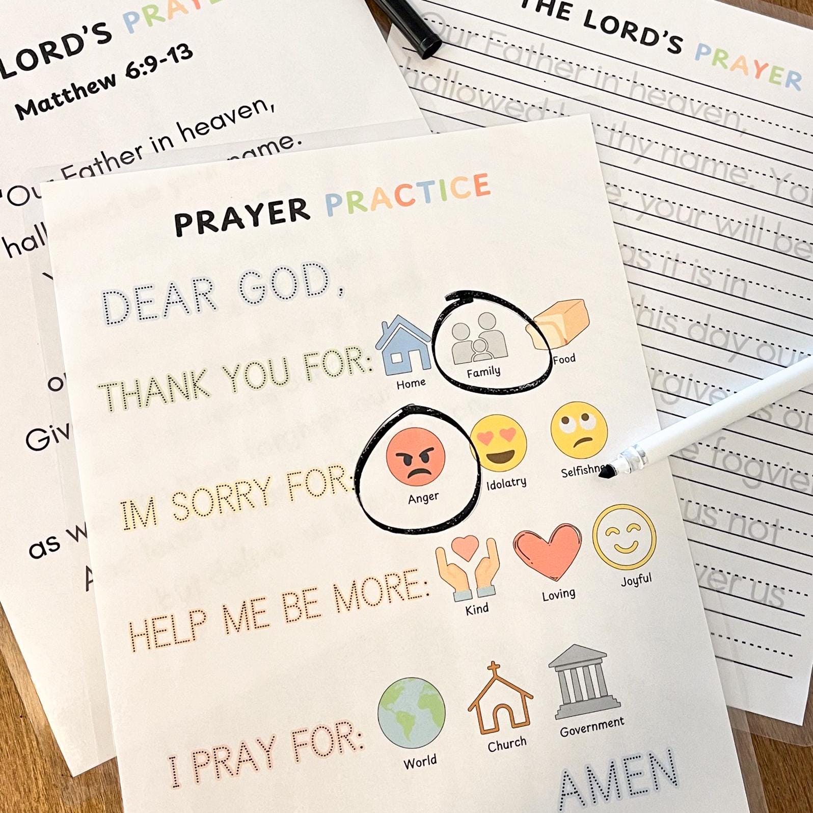 The Lord's Prayer Practice Printable Activity, Christian Homeschool ...