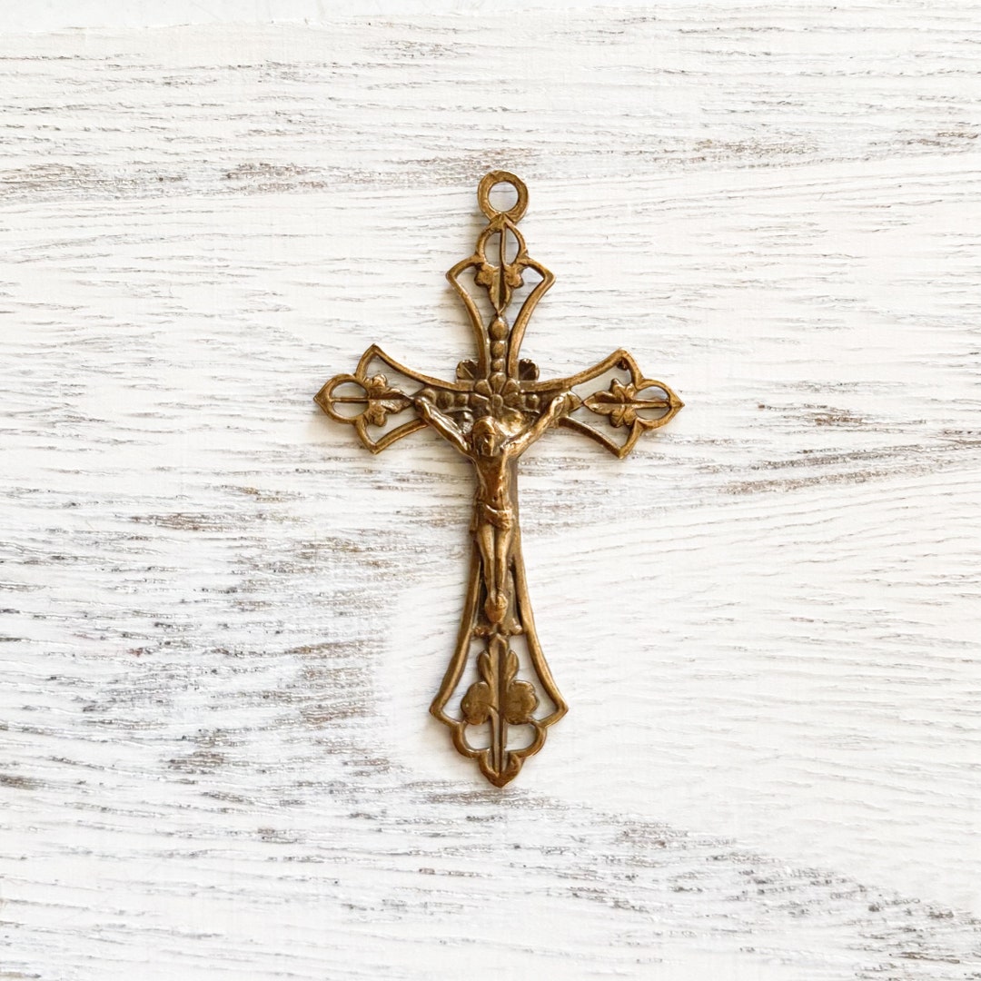 Pretty Openwork Solid Bronze Crucifix - Etsy