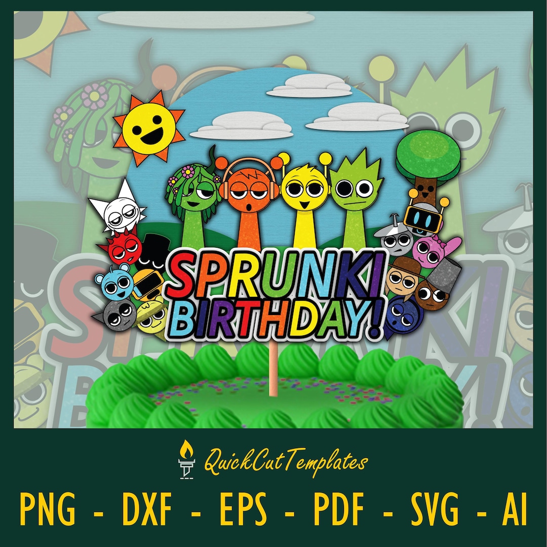 Sprunki Birthday 3d Cake Topper - Etsy