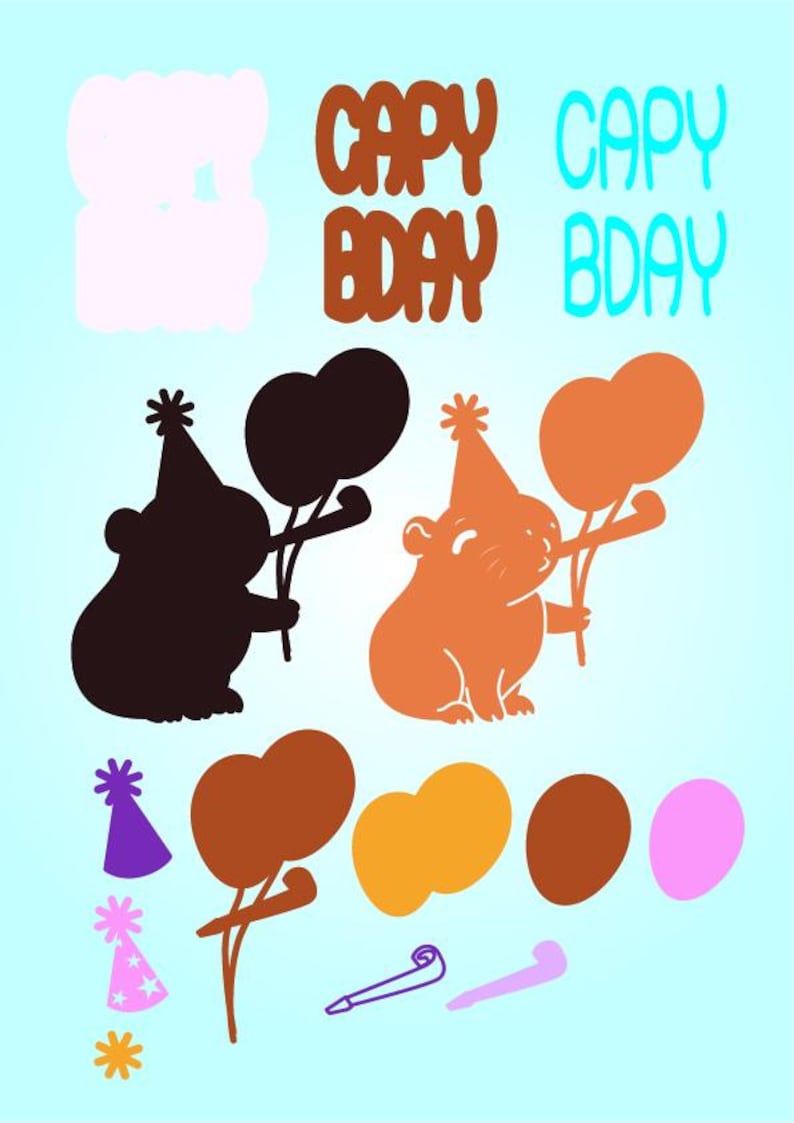 Shaker 3d Cake Topper Capybara Capy Bday Template SVG - Etsy