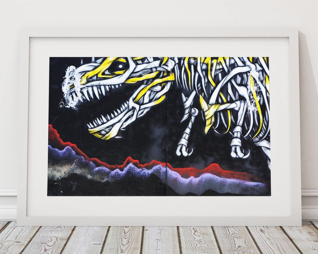 T-rex Street Art, Printable Wall Art, South American Art, Graffiti Wall ...