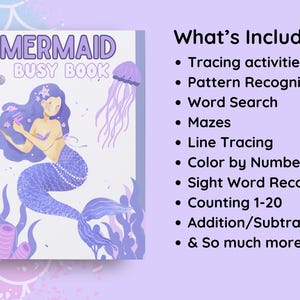 Mermaid-themed Busy Book | Educational Worksheets for Kids - Etsy