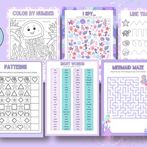 Mermaid-themed Busy Book | Educational Worksheets for Kids - Etsy