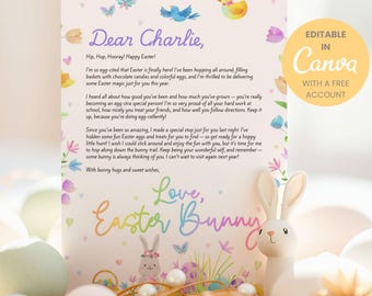 Editable Easter Bunny Letter for Kids, Custom Printable Note From the ...