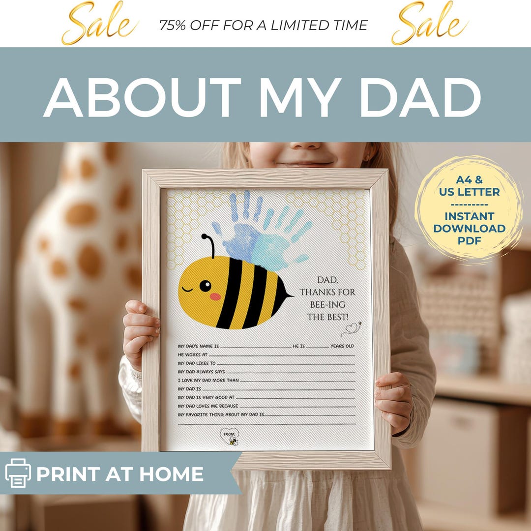 Father’s Day Bee Handprint Craft | Dad Thanks for Bee-ing the Best ...
