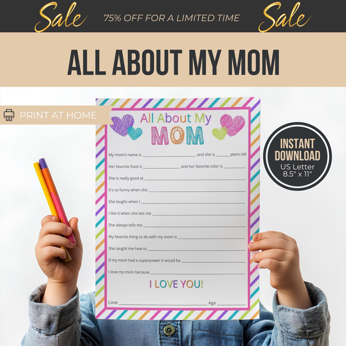 Mother’s Day Printable Worksheet for Kids | All About My Mom Interview ...