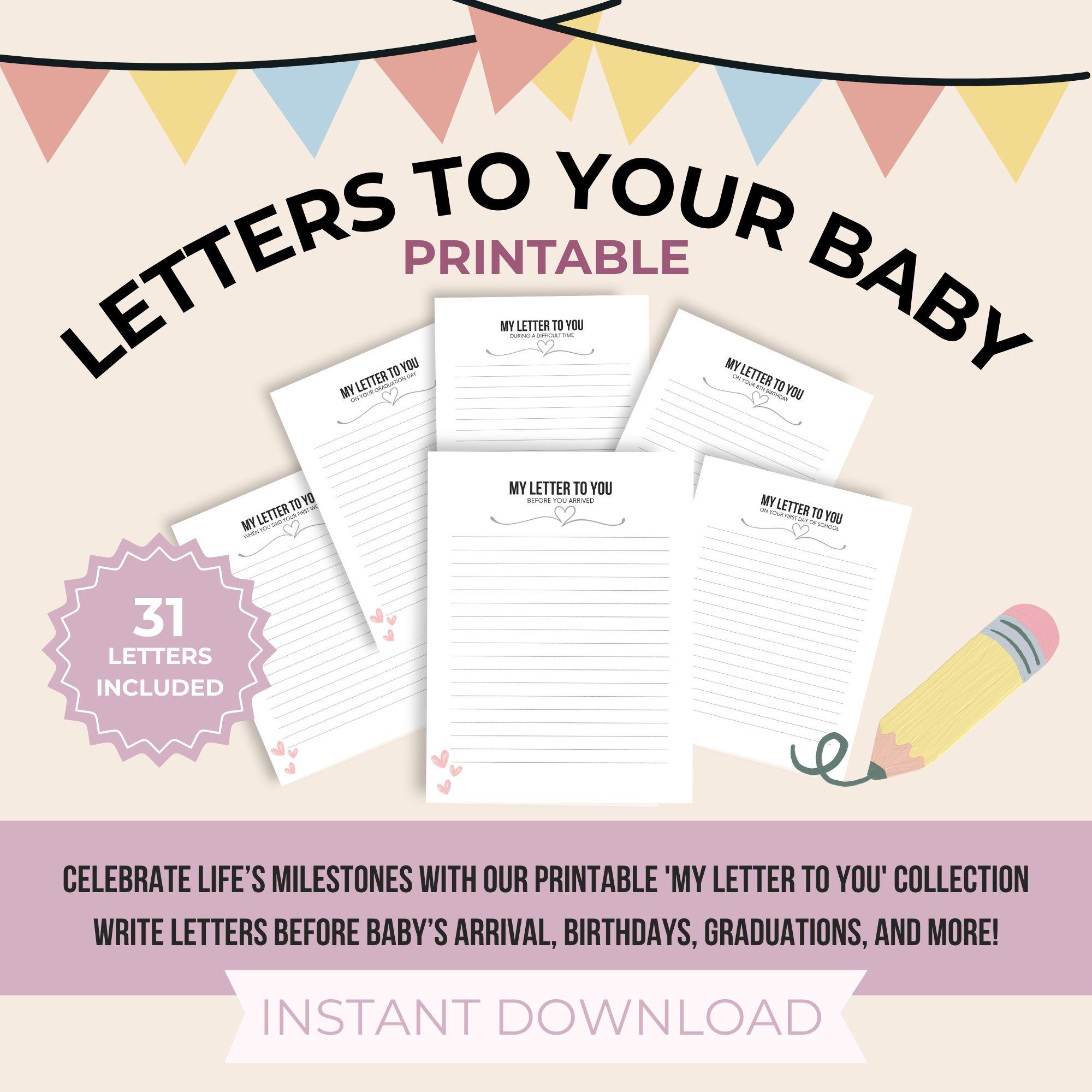 Printable Letters to Baby | Instant Download | Letter Template for ...