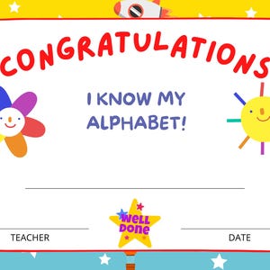 Printable ABC Graduation Certificate for Kids - Etsy