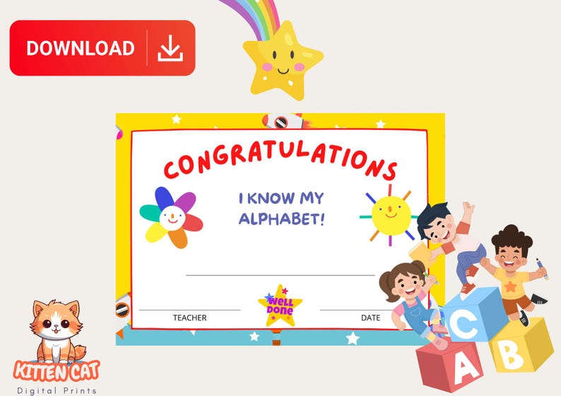 Printable ABC Graduation Certificate for Kids - Etsy