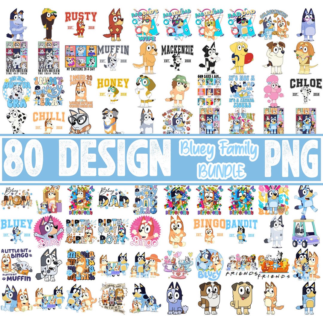 80+ Blue Dog PNG Mega Bundle – Birthday & Family Sublimation Designs ...