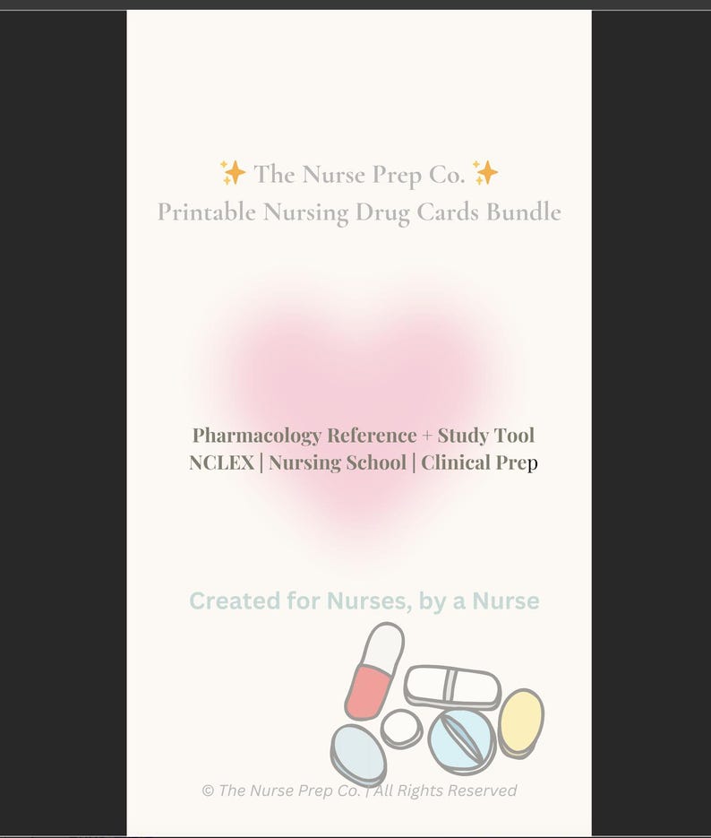 Printable Nursing Drug Cards | Pharmacology Study Guide | NCLEX Med ...