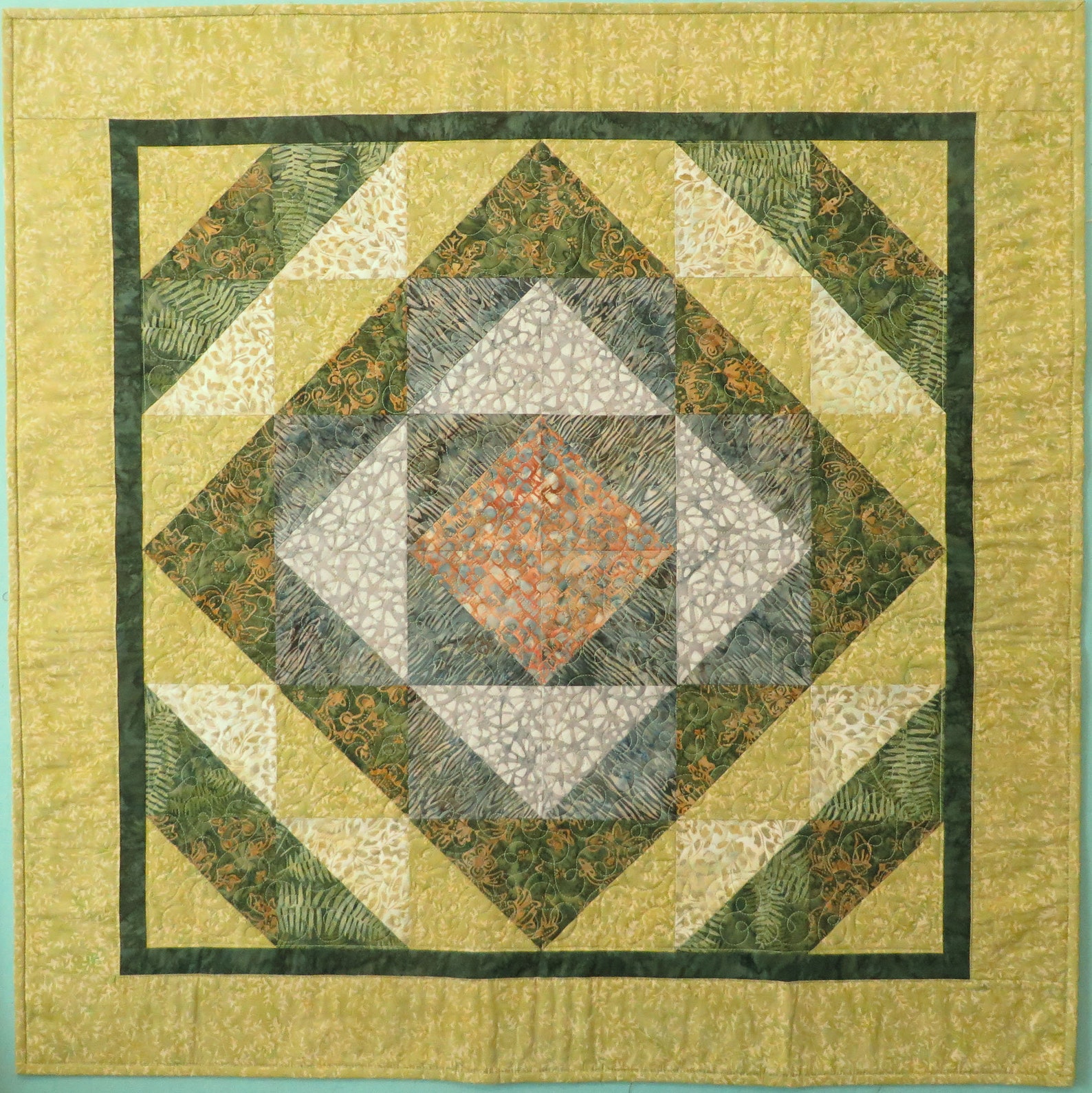 Quilted Batik Table Topper Lap Quilt Wall Hanging - Etsy