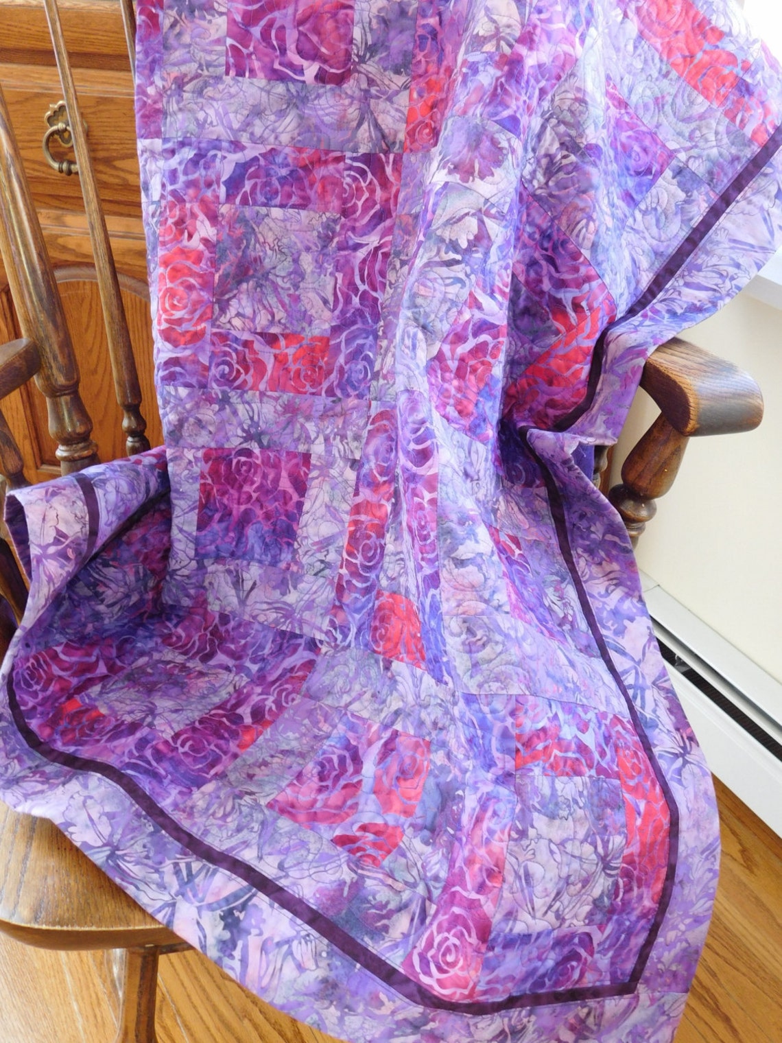 Beautiful Batik Lap Quilt Couch Throw in Lavenders Purples and - Etsy