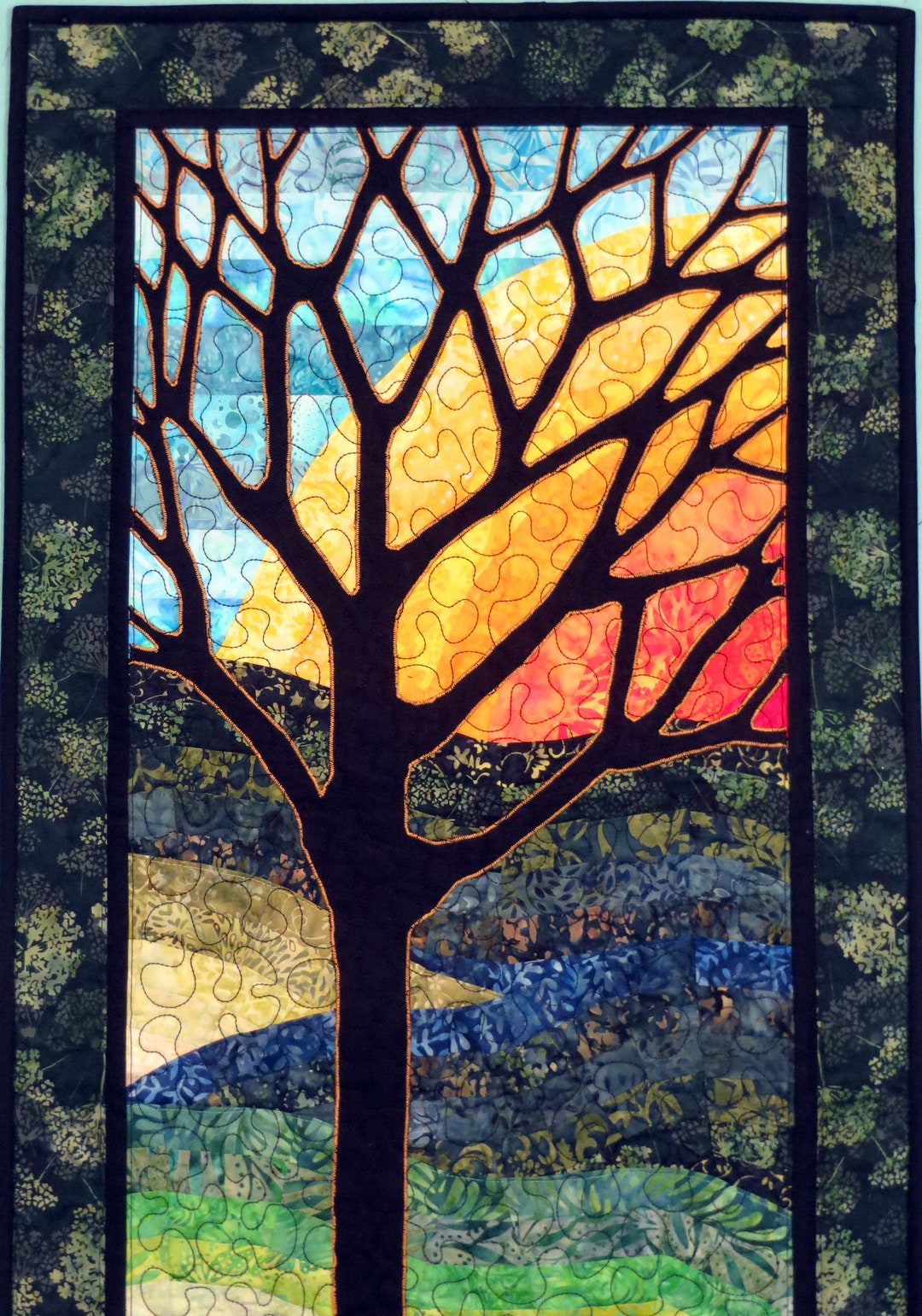 Quilted Batik Landscape Wall Hanging - Etsy