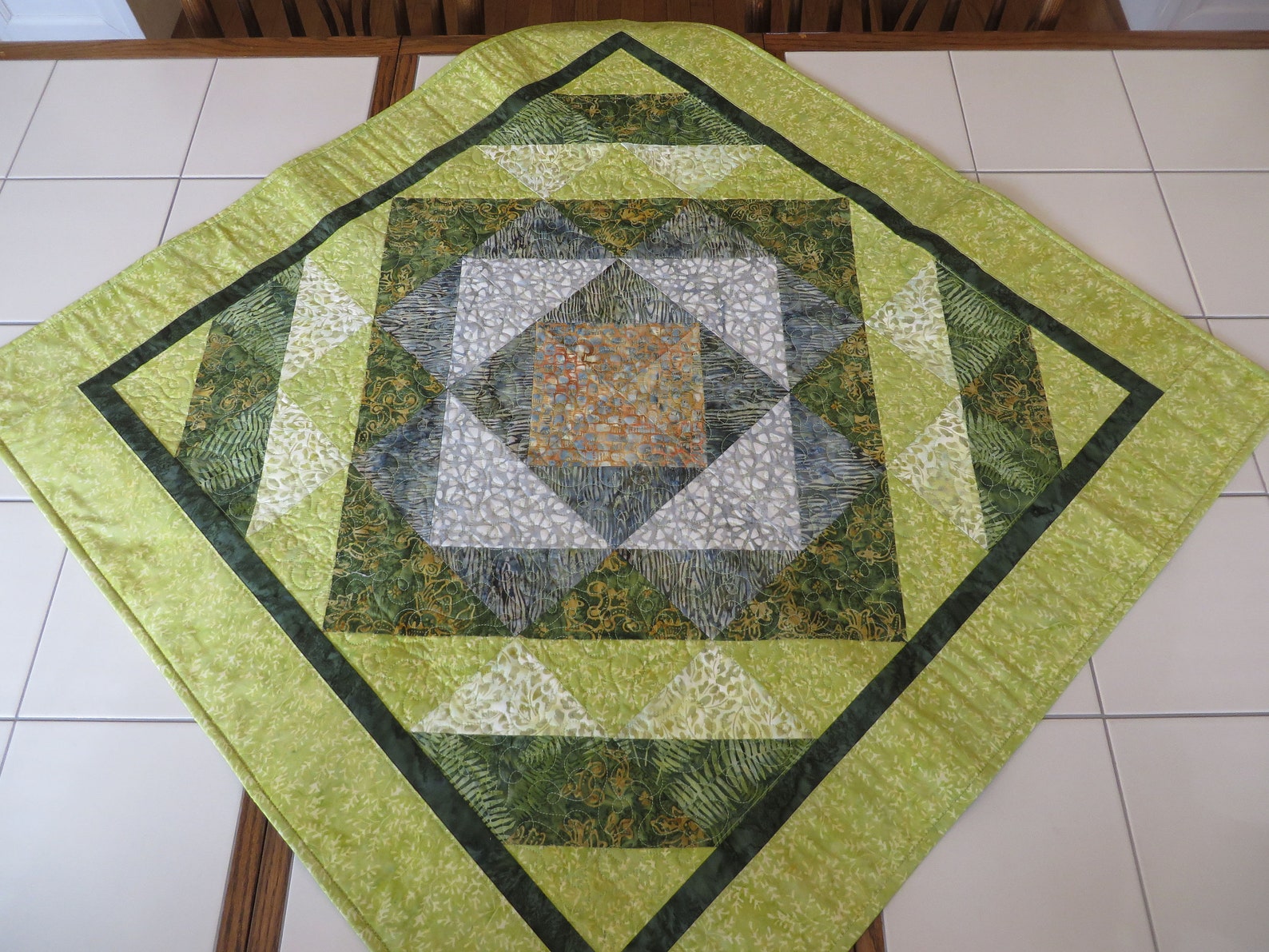 Quilted Batik Table Topper Lap Quilt Wall Hanging - Etsy