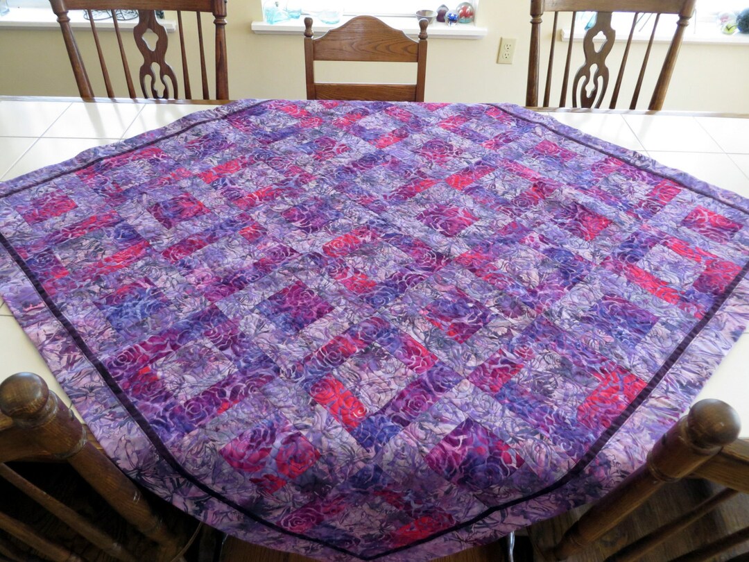 Beautiful Batik Lap Quilt Couch Throw in Lavenders Purples and Fuchsias ...