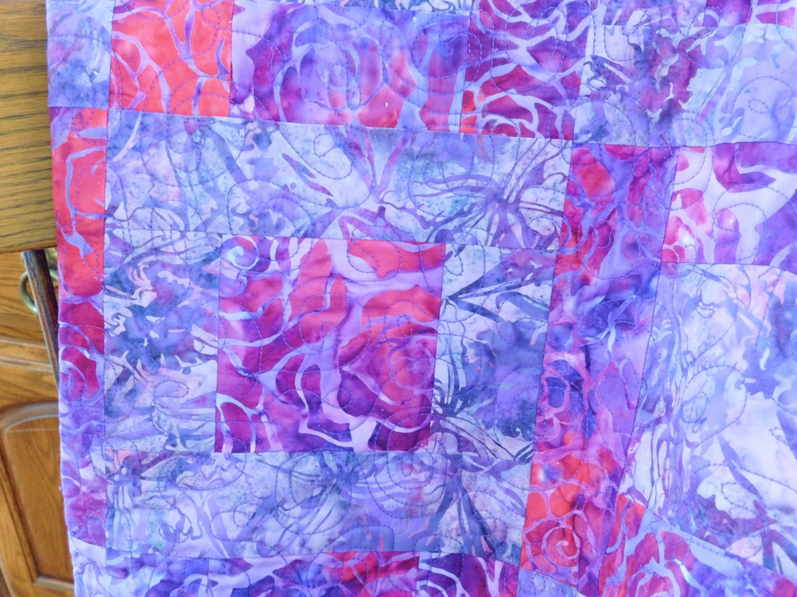 Beautiful Batik Lap Quilt Couch Throw in Lavenders Purples and | Etsy