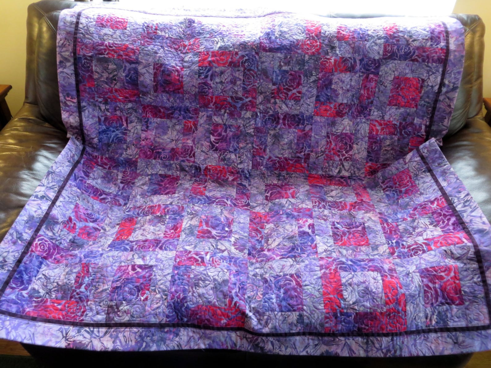 Beautiful Batik Lap Quilt Couch Throw in Lavenders Purples and - Etsy