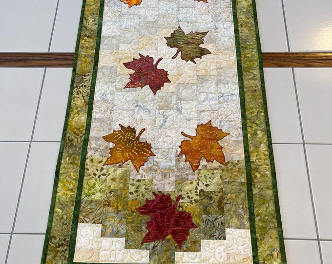 Quilted Batik Fall Leaf Runner - Etsy