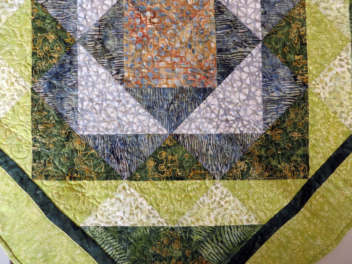 Quilted Batik Table Topper Lap Quilt Wall Hanging - Etsy