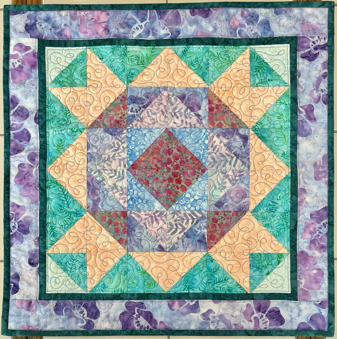 Quilted Pastel Batik Table Topper/centerpiece - Etsy
