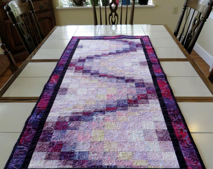 Large Quilted Batik Bargello Runner Table Bed Lavender Purple - Etsy