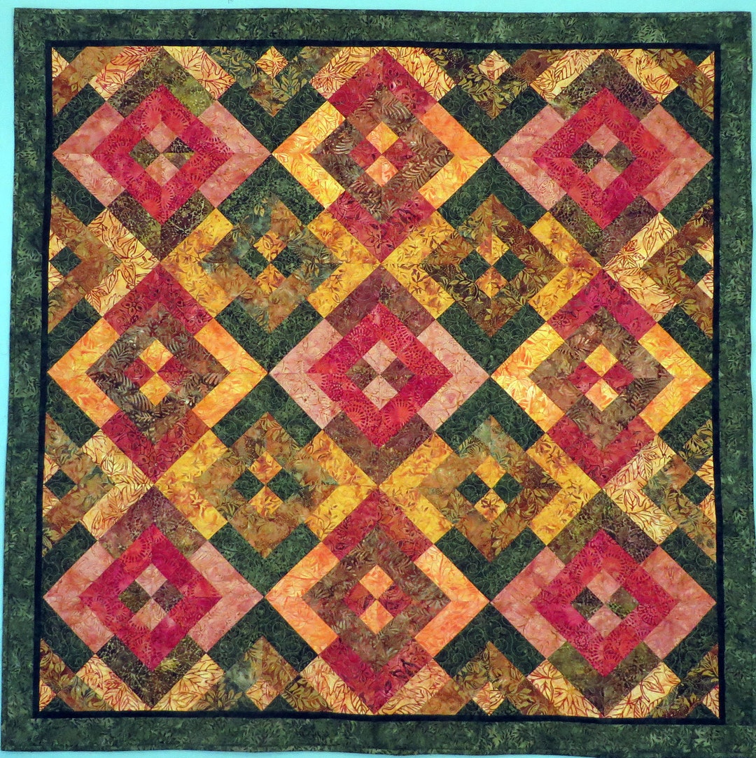 Quilted Batik Couch Throw Tablecloth Fall Colors - Etsy