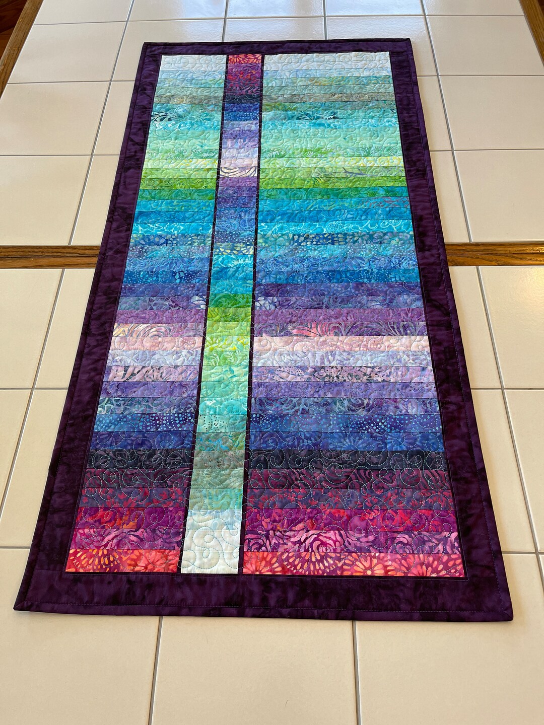 Modern Quilted Batik Runner/wallhanging - Etsy