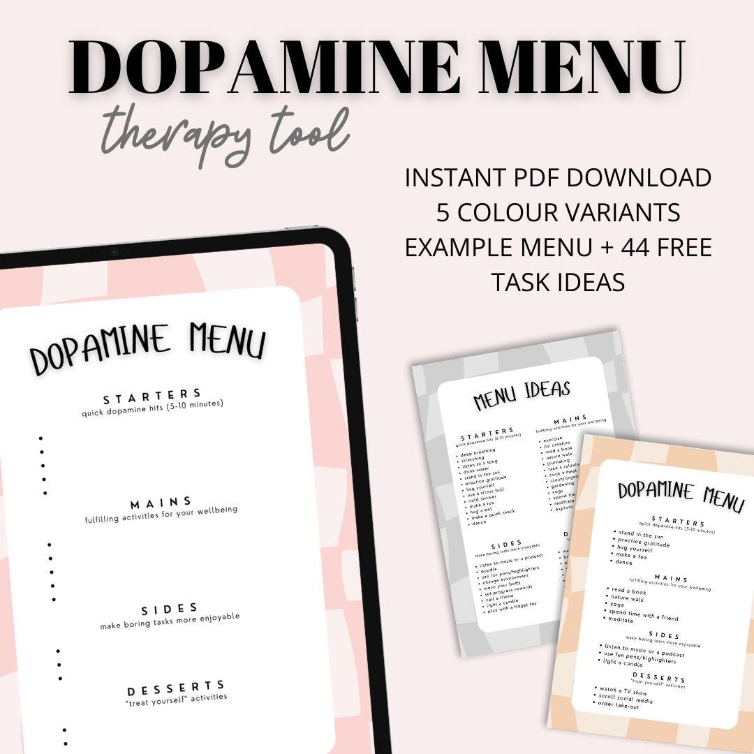 Dopamine Menu Template | Instant PDF Download | ADHD Therapy Tools ...