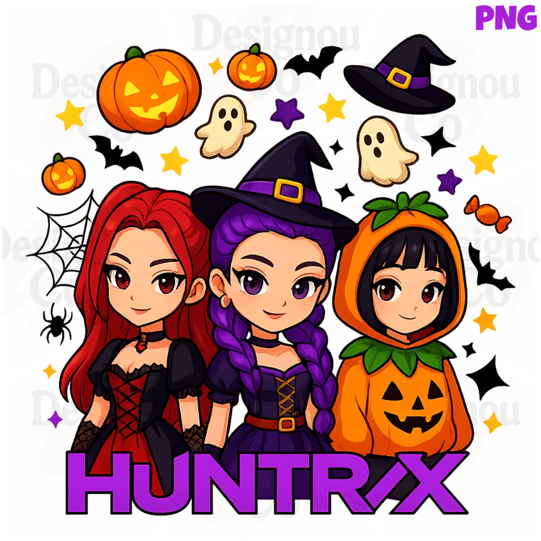Spooky Huntrix Halloween PNG, Kpop Demon Hunters Clipart, Saja Girls ...