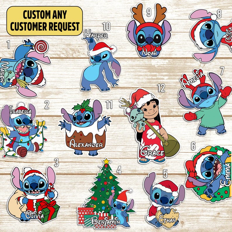 Personalized Lilo & Stitch Disney Christmas Magnet, Stitch Cruises Christmas Magnets, Disney ...