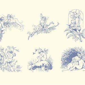 Vintage Fairies Fae Clipart Illustration Pack - Fantasy Clip Art ...