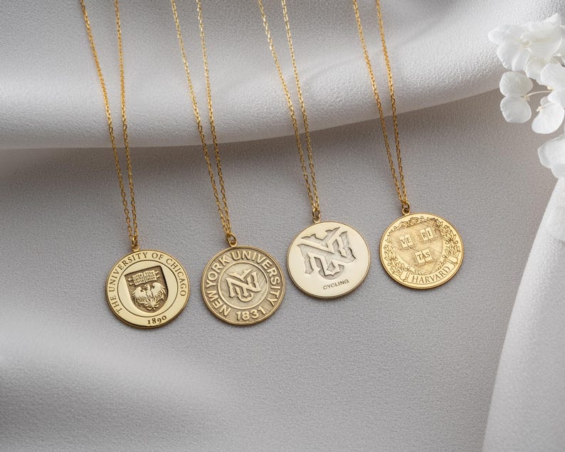 Custom Graduation Logo Necklace Silver College Logo Necklace University ...