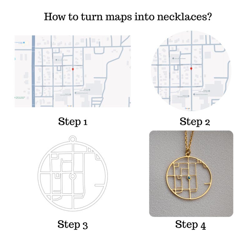 Where We Met Map Necklace Custom Map Necklace With Birthstone First ...